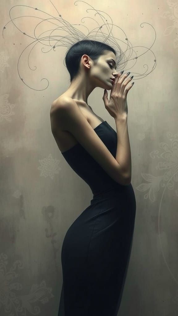 Model - Dreamlike Woman in Abstract Expressionism Aesthetic