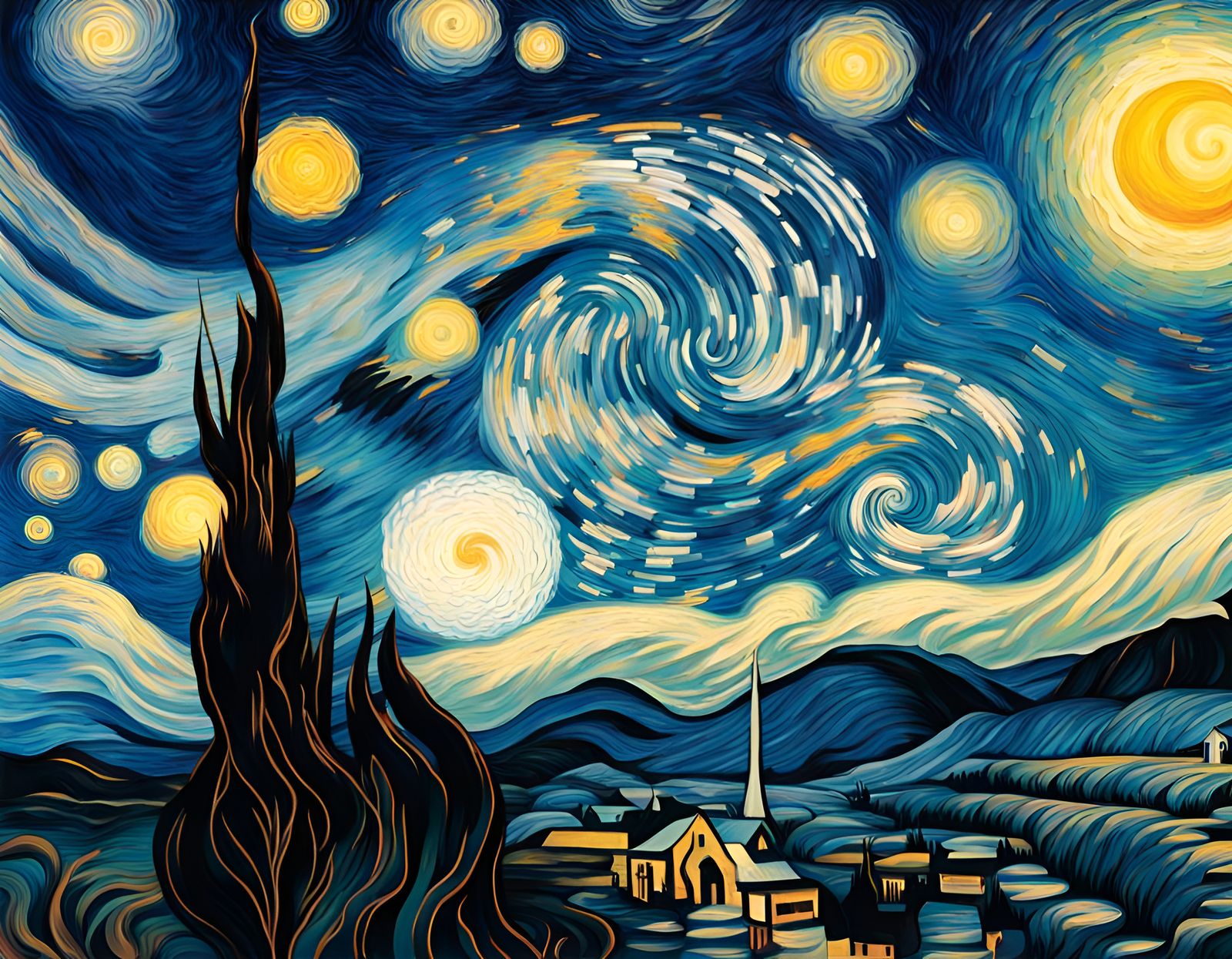 A different Starry Night - AI Generated Artwork - NightCafe Creator
