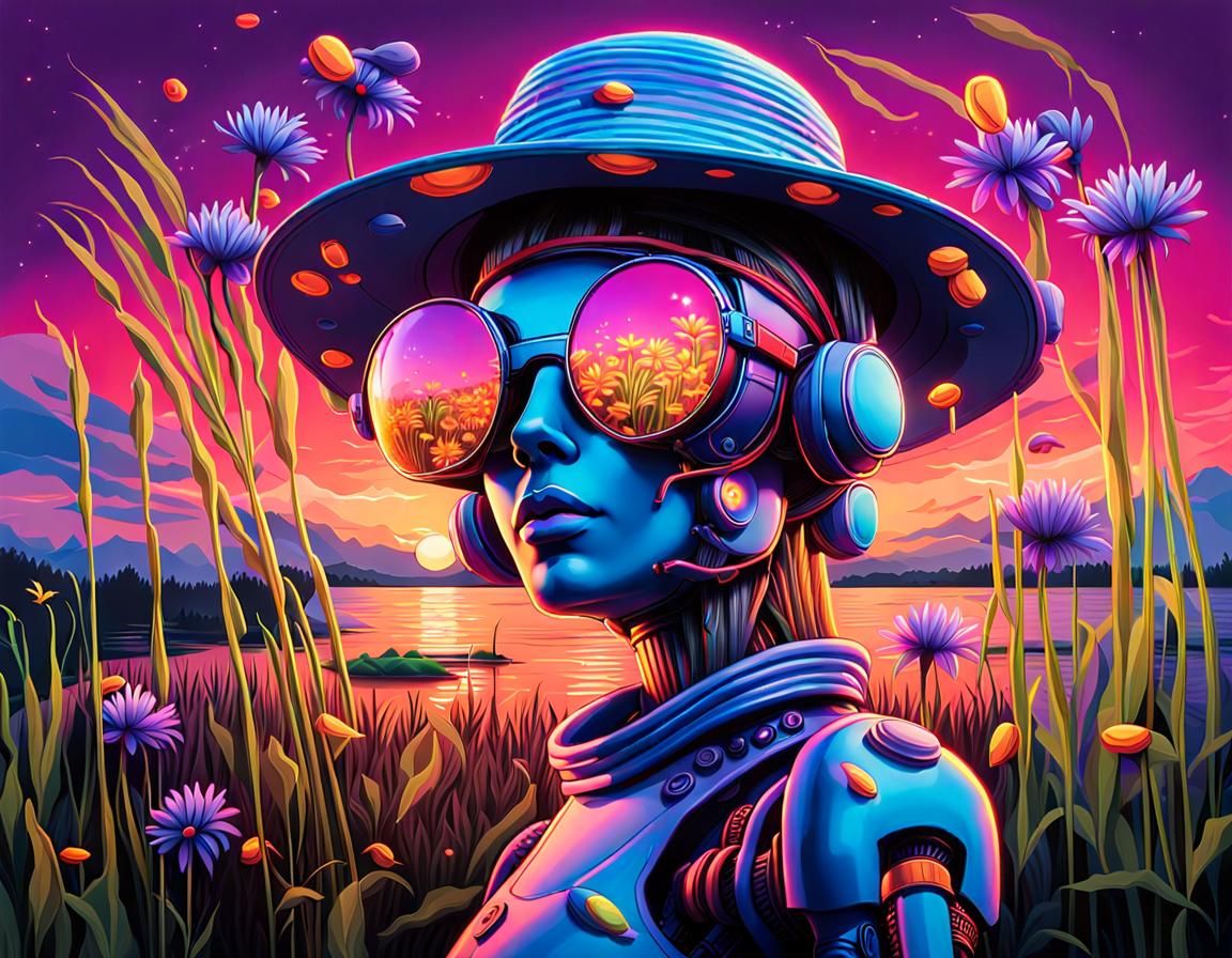 Neon Bot Girl - AI Generated Artwork - NightCafe Creator