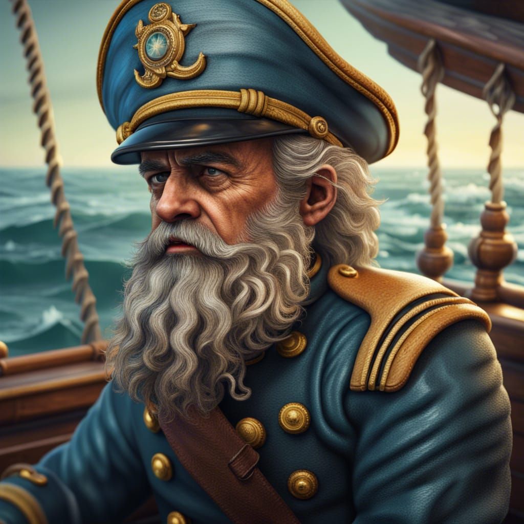 The sea captain photorealistic intricately detailed HDR detailed ...
