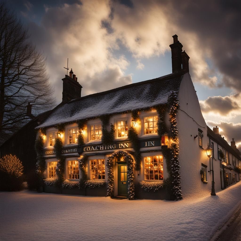 coaching inn at christmas - AI Generated Artwork - NightCafe Creator