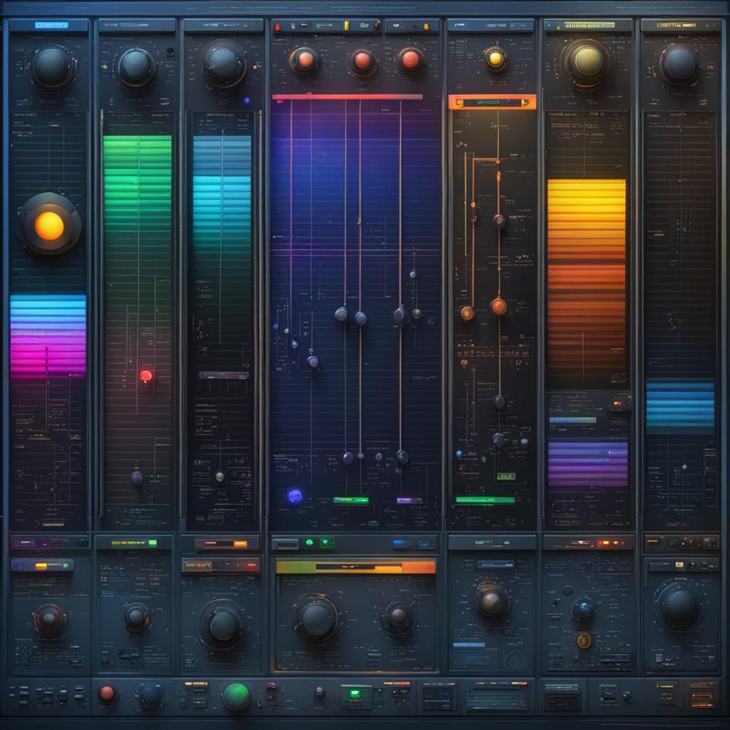 A music and audio spectrum vibration MOD tracker interface, computer ...