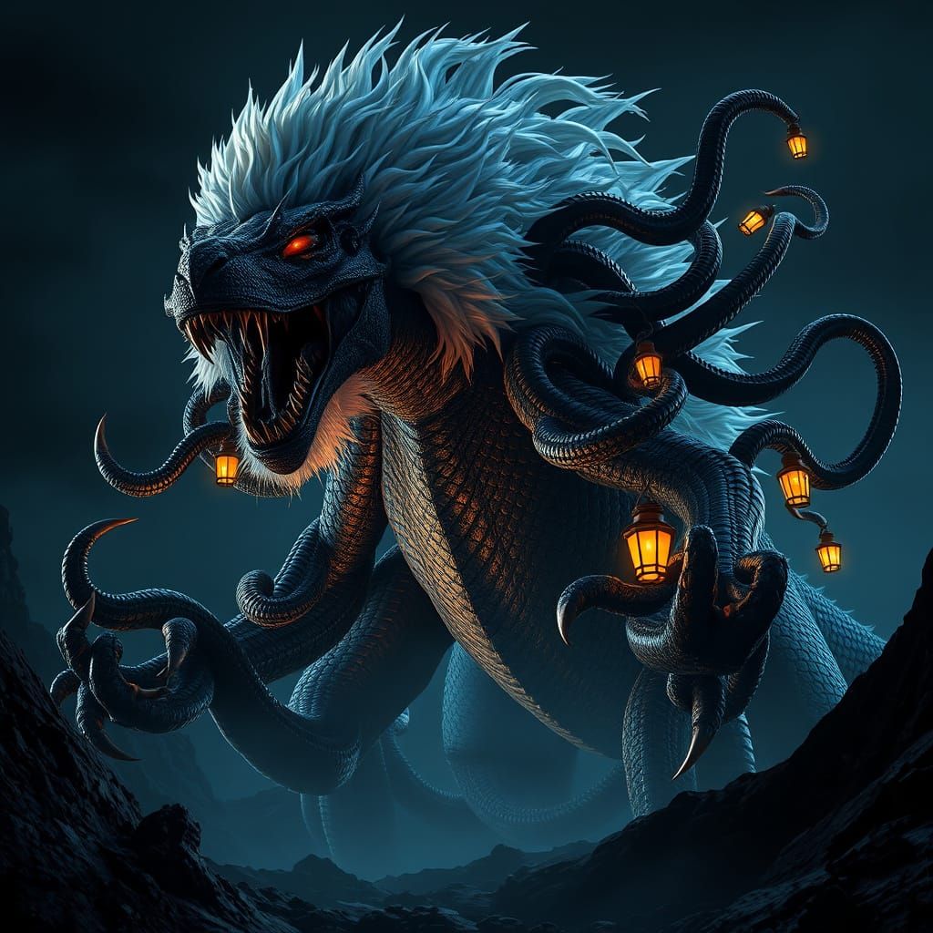 Monster at night with lights out - Monster at night with lig...