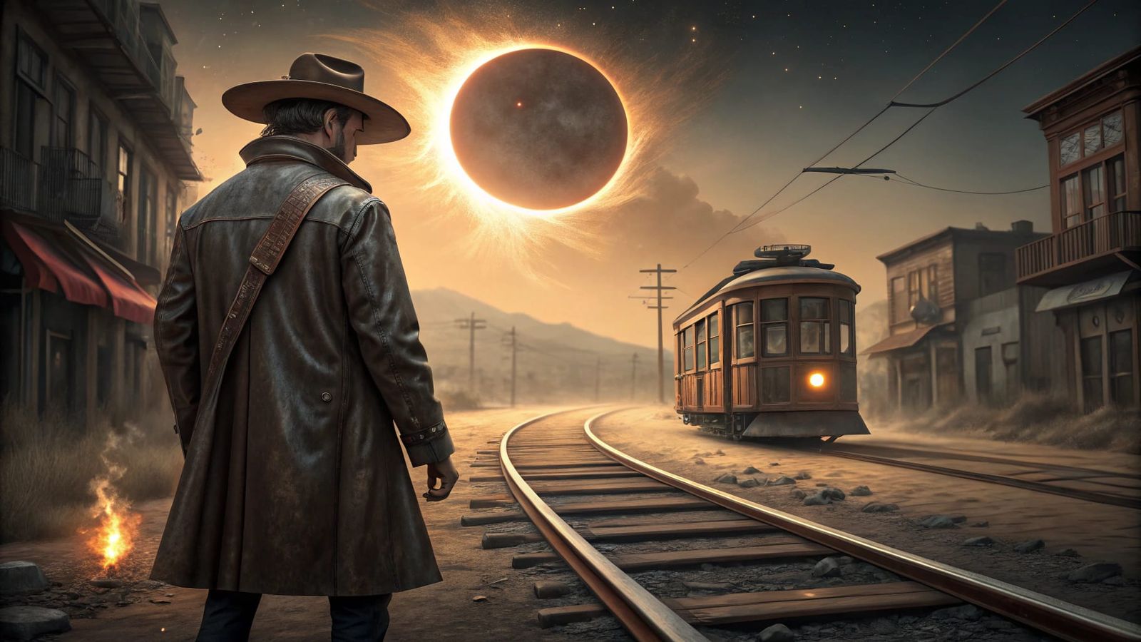 Solar Eclipse Western Landscape in Unreal Engine 4... - AI Art