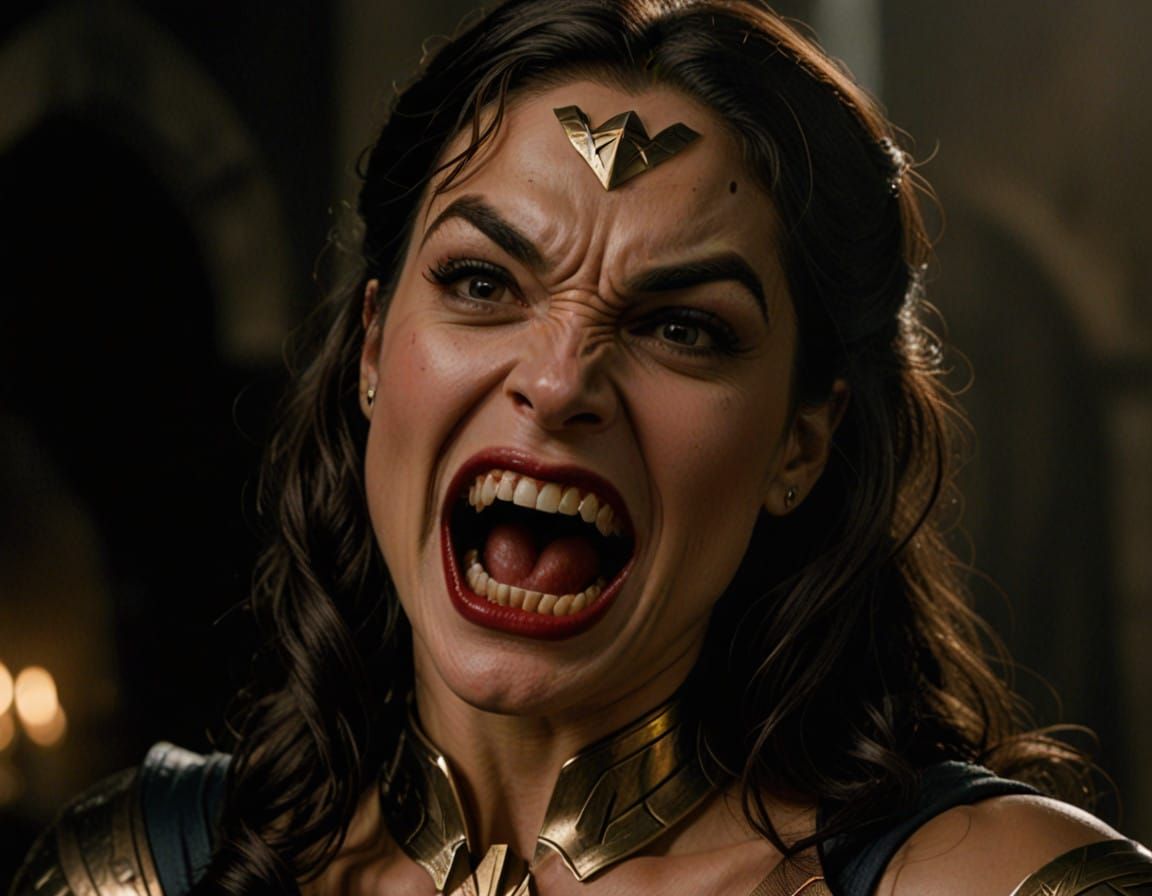 Wonder Woman as a snarling vampire - Wonder Woman Transforme...