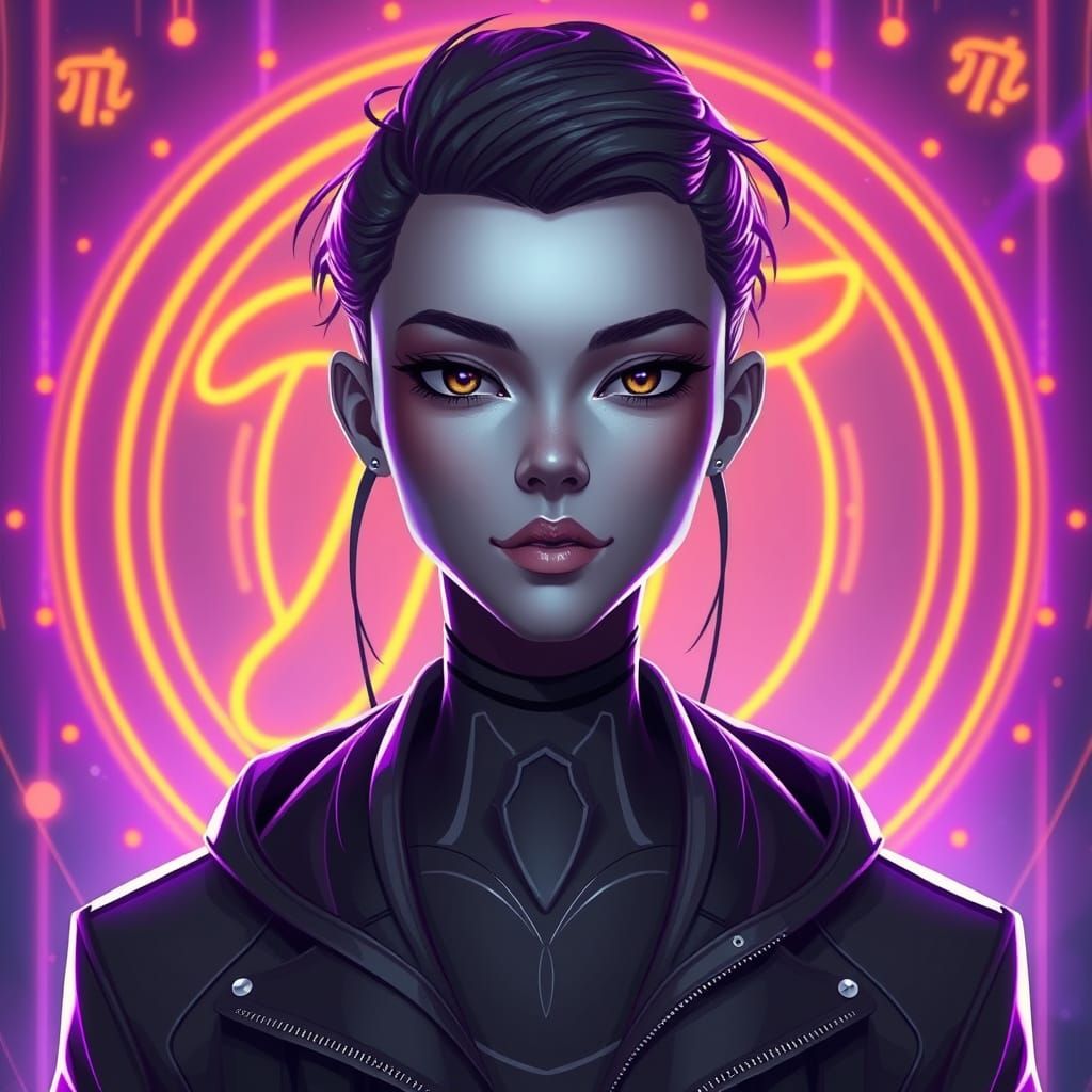 Digital Avatar in Cyberpunk Holographic Glow - AI Art