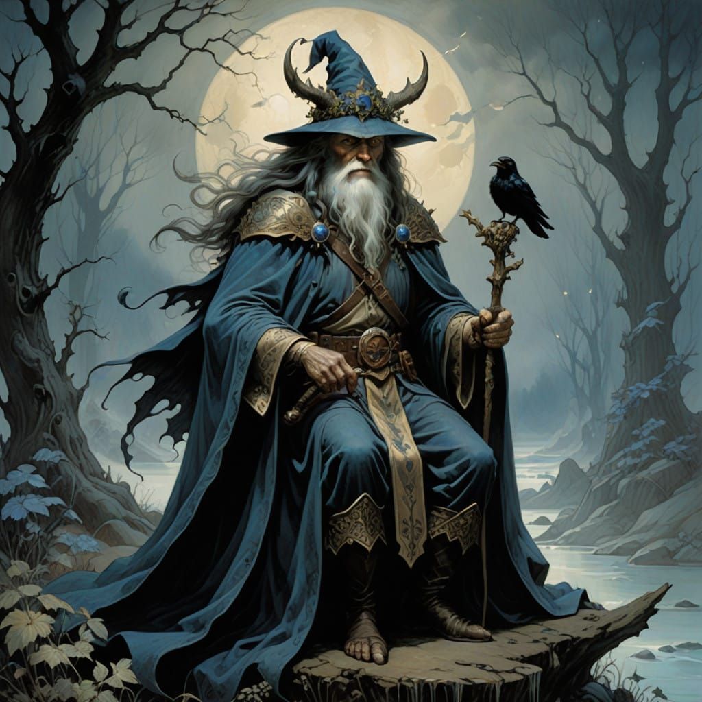 Portrait of the Norse God Odin - Odin, All-Father God of Wis...