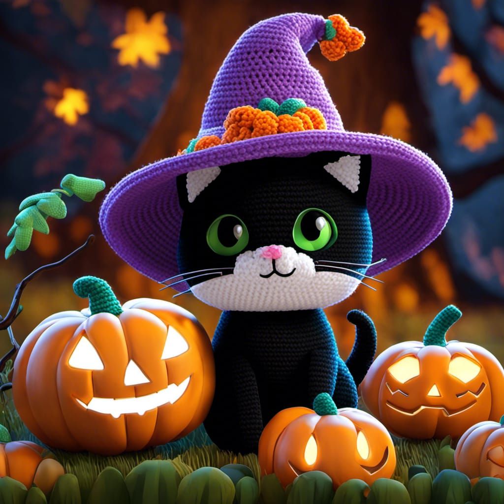 Crochet Halloween Cat! - AI Generated Artwork - NightCafe Creator