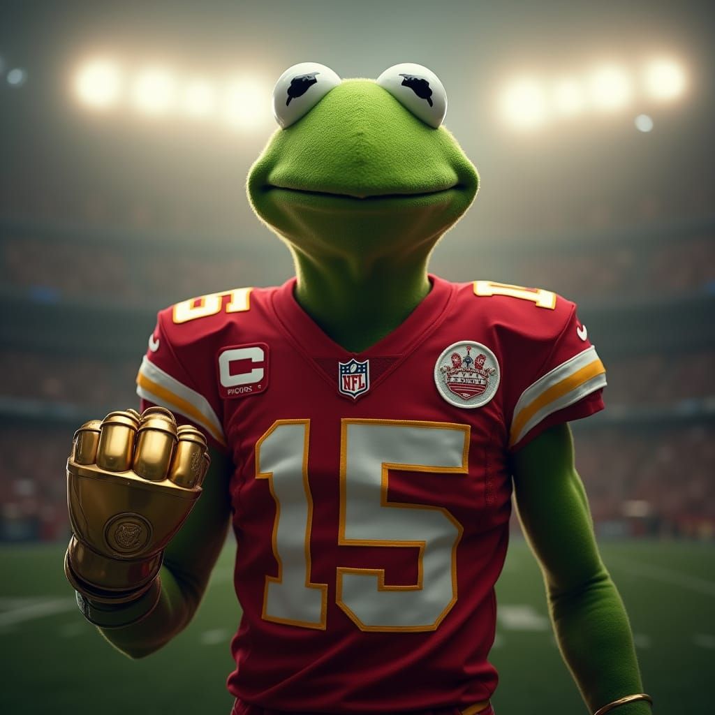 Kermit Mahomes Infinity Gauntlet Hero - AI Art