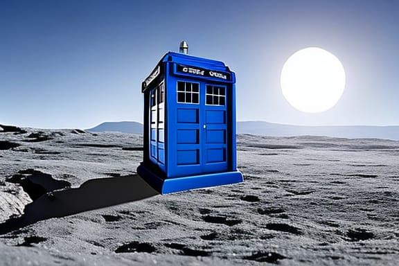 TARDIS on the moon with the clear earth in background - AI Generated ...