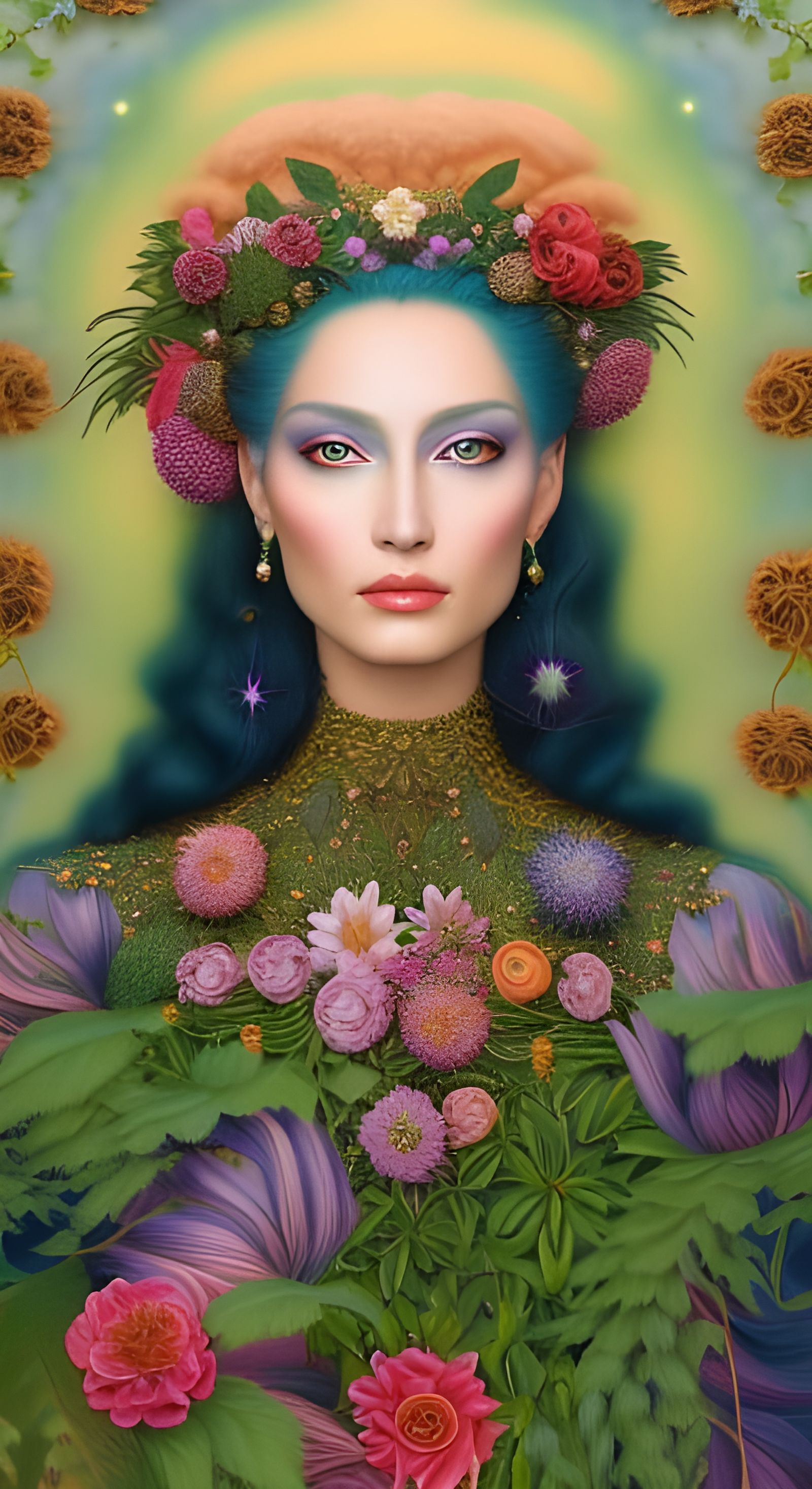 Portrait Of a wavy haired ethereal queen goddess of ⭐️ surrounded by ...