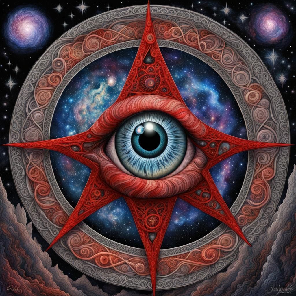 cosmic eyeball gothic emo love metal red pentagram pentacle iris ...