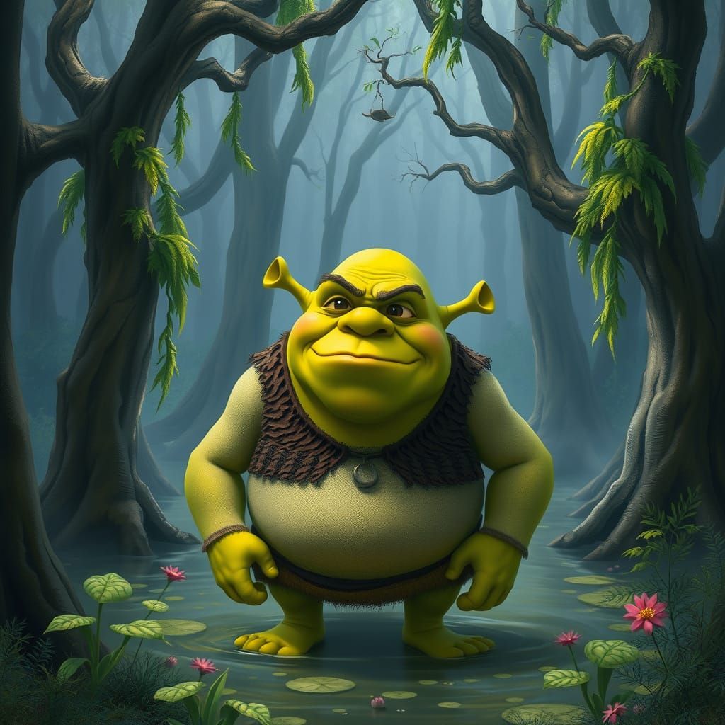 shrek - Whimsical Ogre in a Murky Swamp Scene
