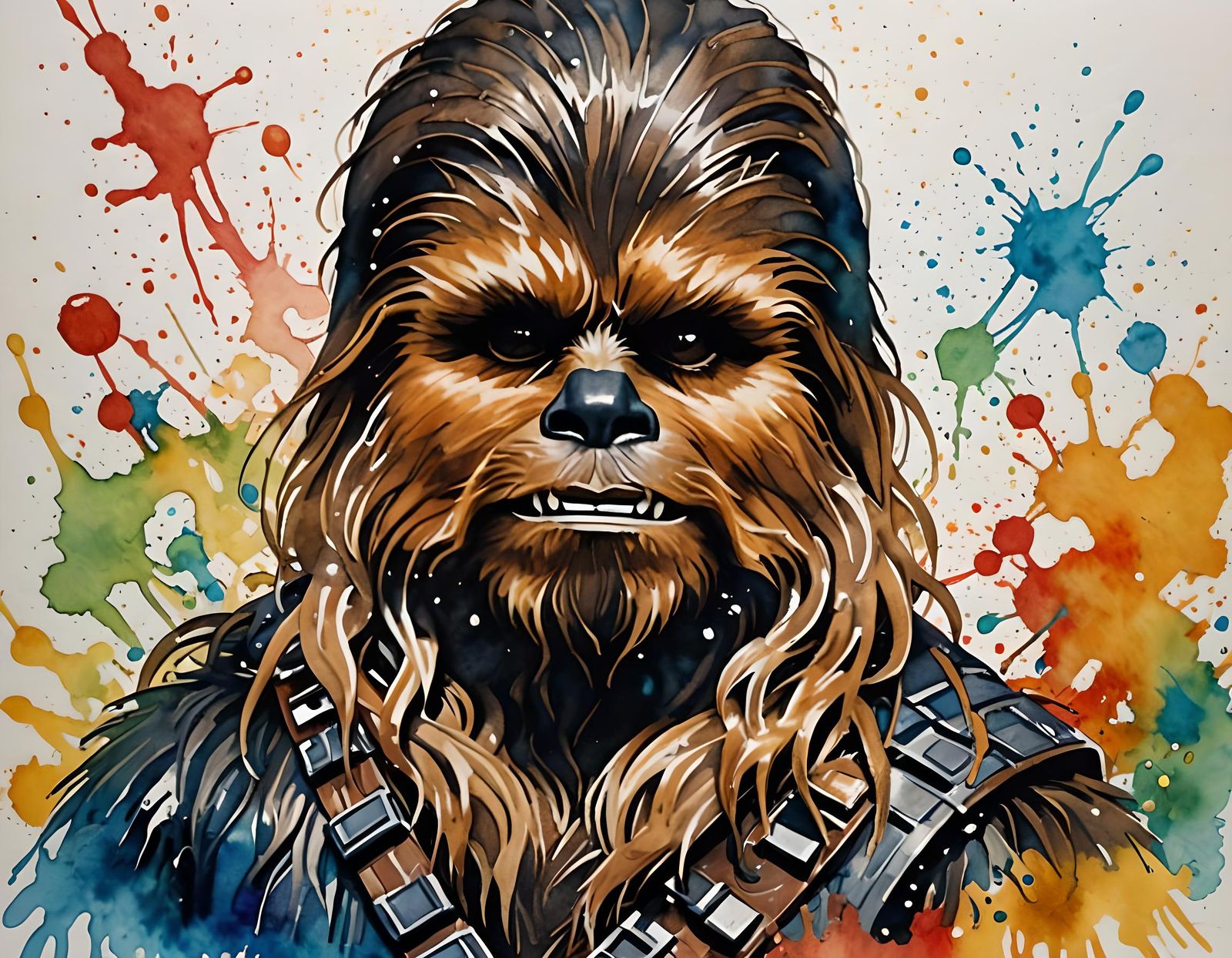 Gorgeous water color portrait of Chewbacca - AI Generated Artwork ...