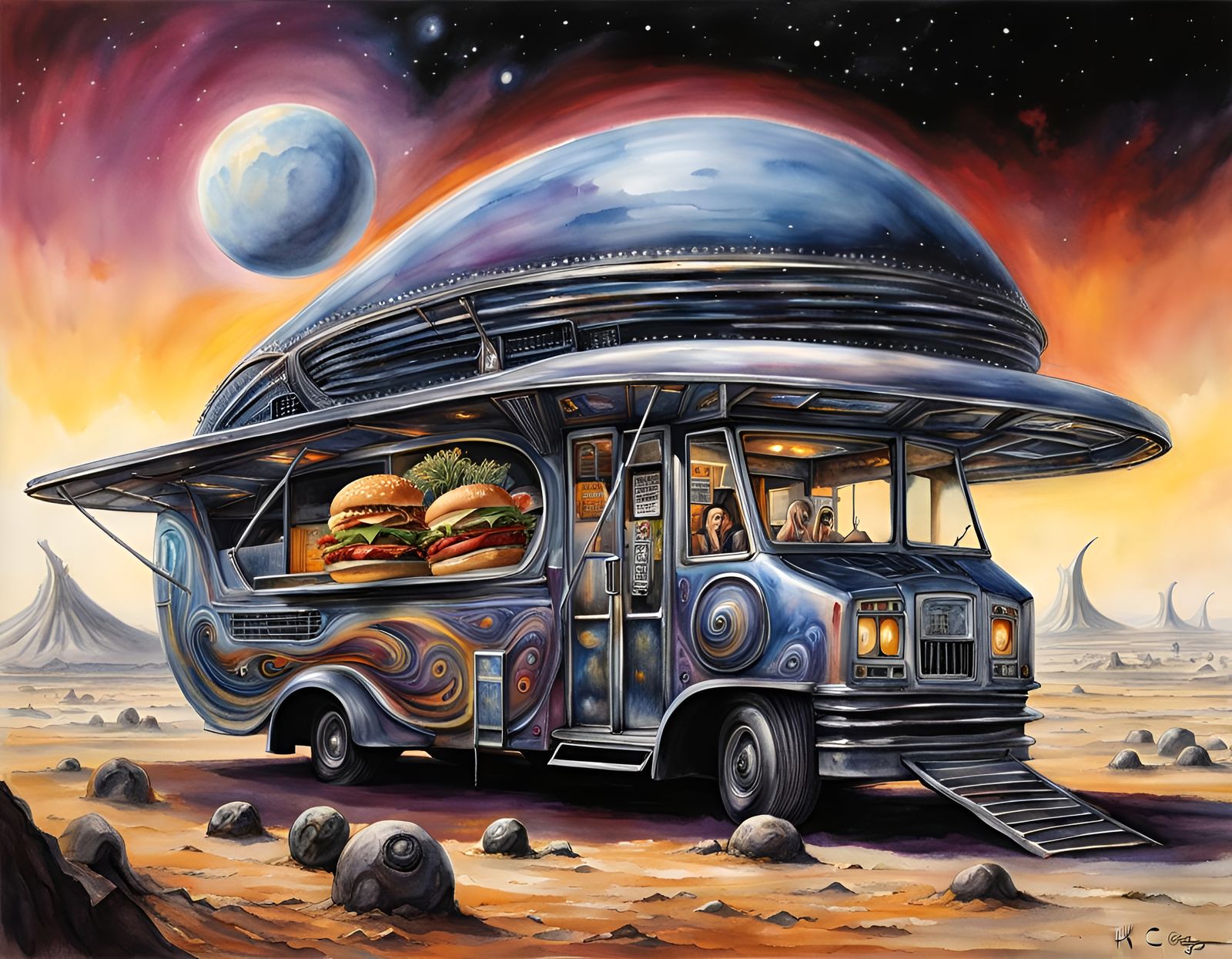 Alien Food Truck: Monster burgers for aliens - AI Generated Artwork ...