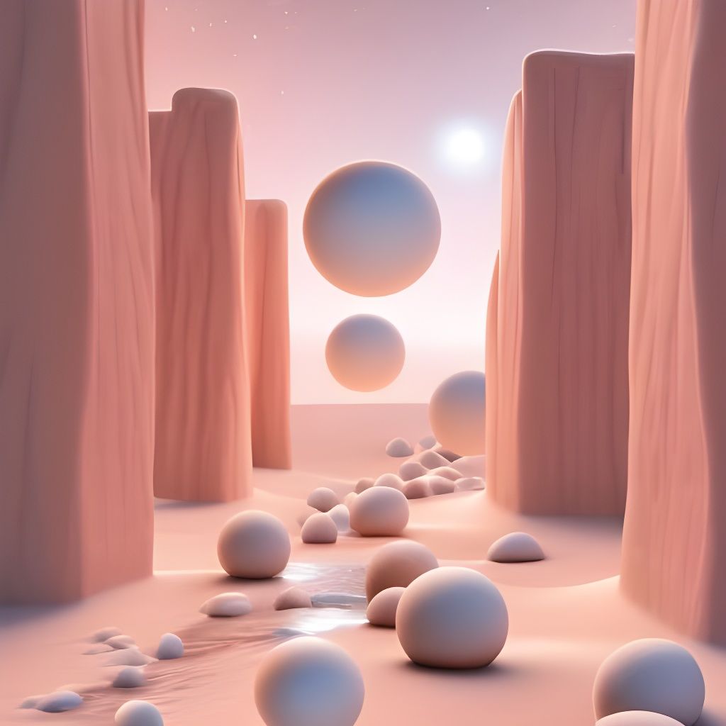 Pink sphere pillar canyon 5 - AI Generated Artwork - NightCafe Creator