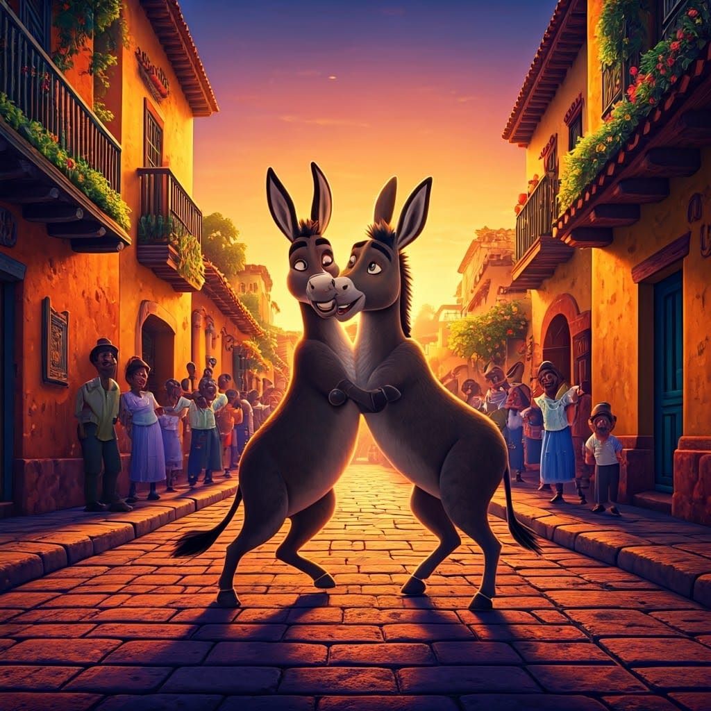 We don’t hee-haw about Bruno… - Vibrant Street Scene with Do...