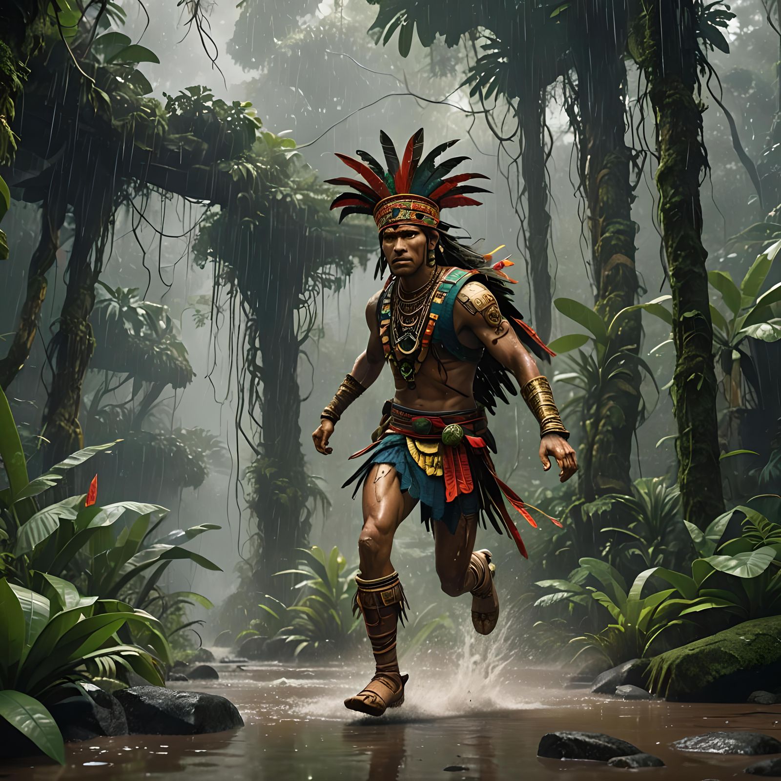 Inca ¨Chasqui¨ running in the rainforest - AI Generated Artwork ...