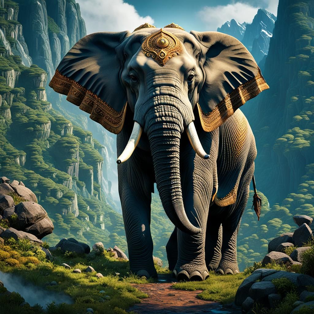 The heard of elephant in the mountain, trending on artstation, sharp ...