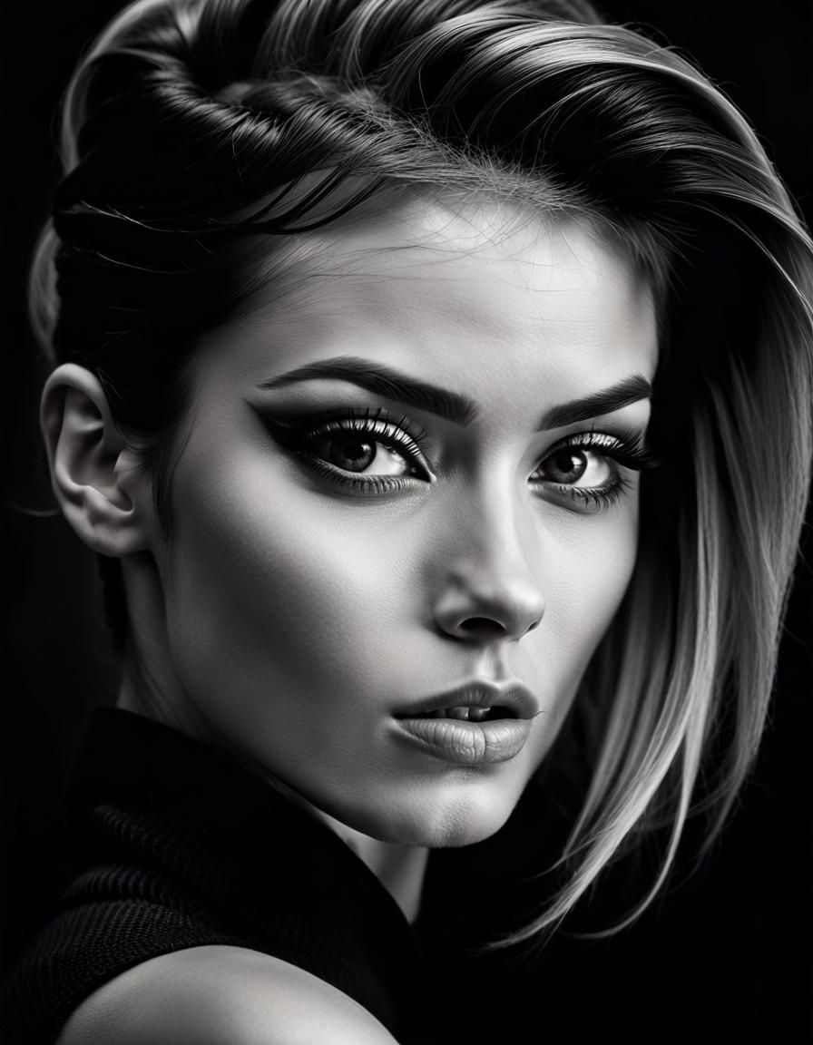 Black & White Portrait - AI Generated Artwork - NightCafe Creator