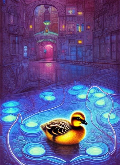 Neon Duckling - AI Generated Artwork - NightCafe Creator