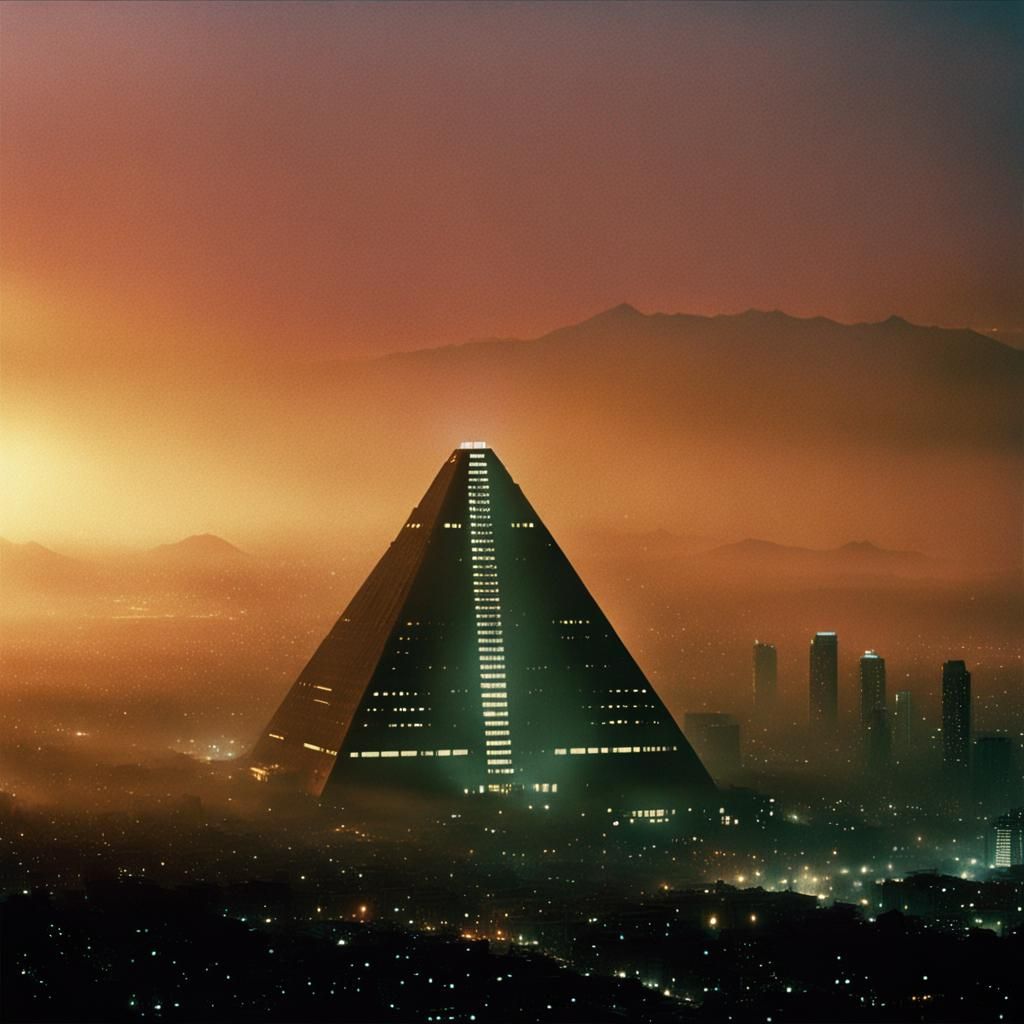Cyberpunk pyramid at dawn - AI Generated Artwork - NightCafe Creator