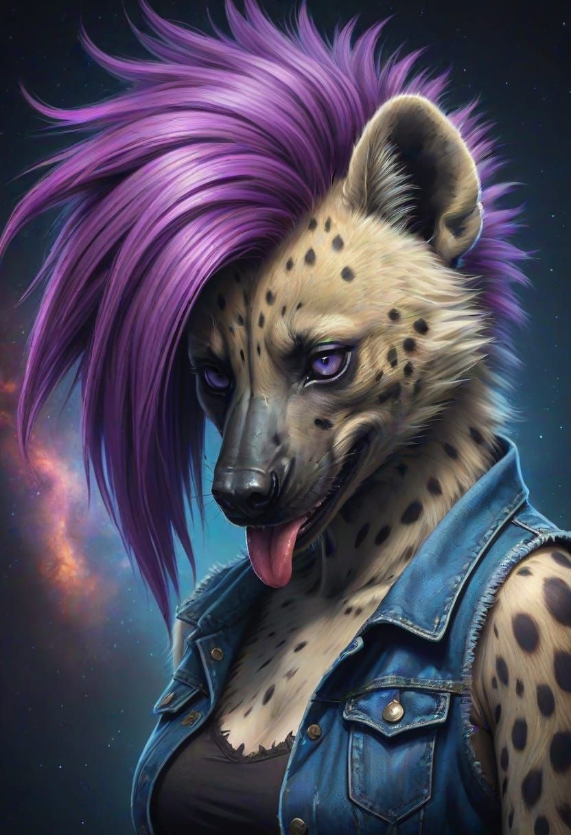 Allure - Fierce Hyena Goddess with Psychedelic Majesty