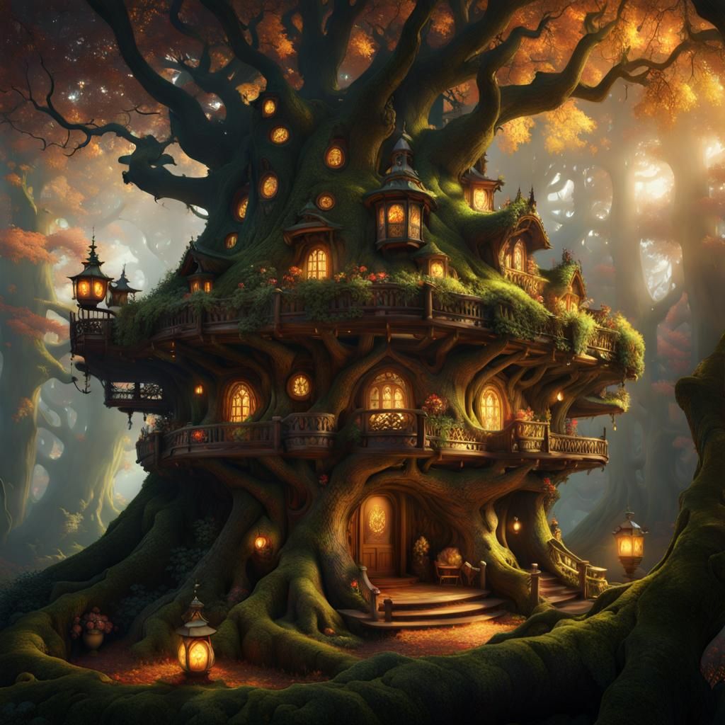 Treehouse inn, ver. 6 - AI Generated Artwork - NightCafe Creator