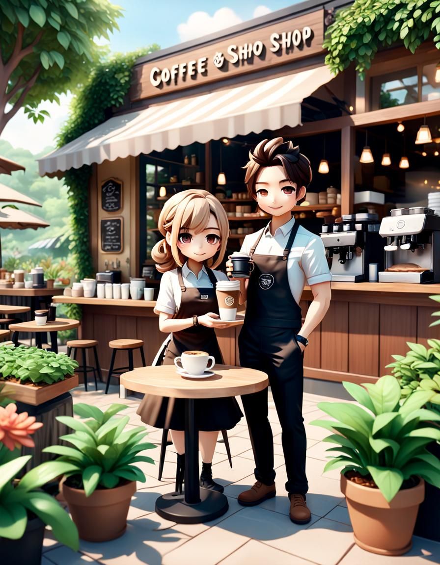 Chibi Boy work as Barista at Coffee Shop - AI Generated Artwork ...