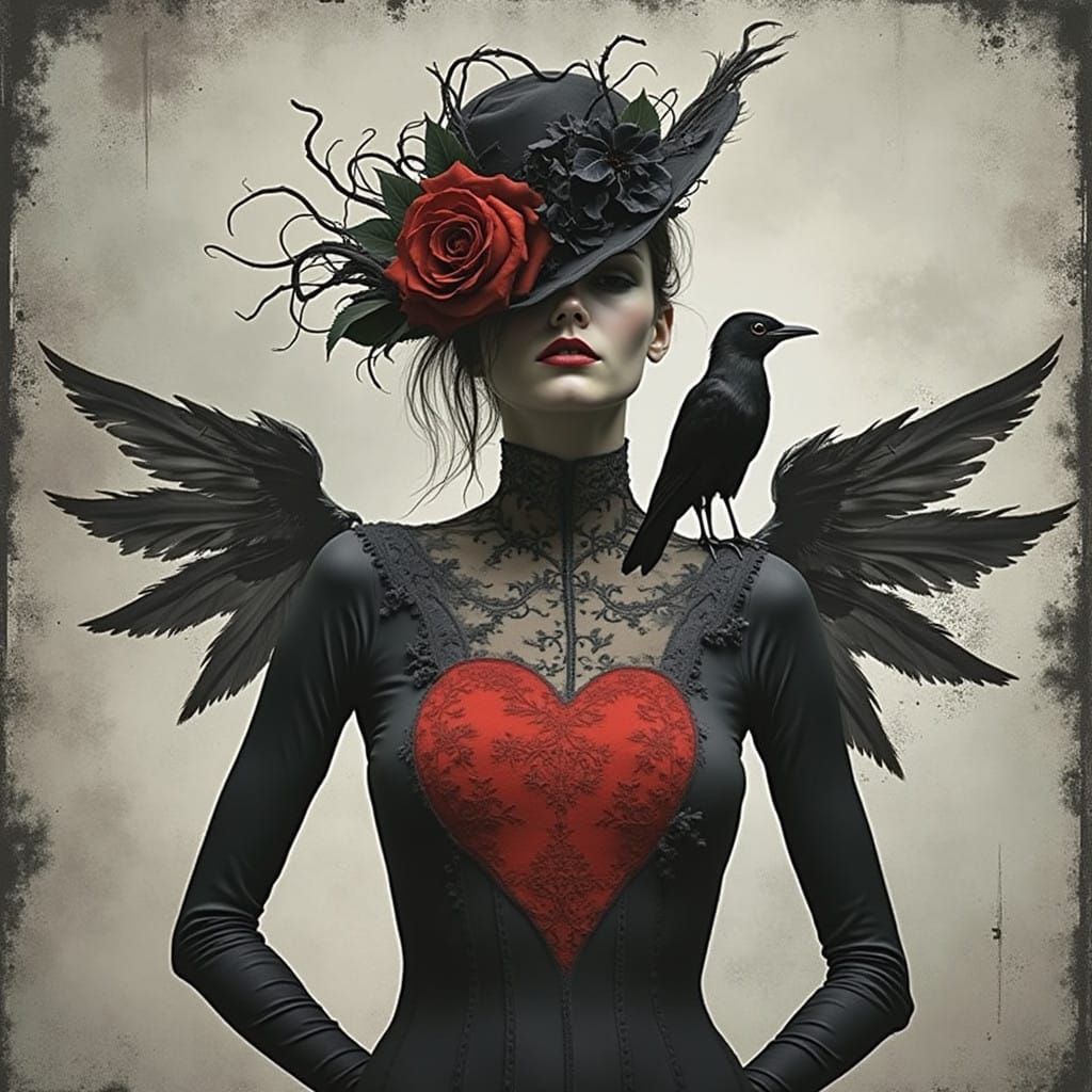 Melancholic Gothic Figure in Desolate Landscape - AI Art