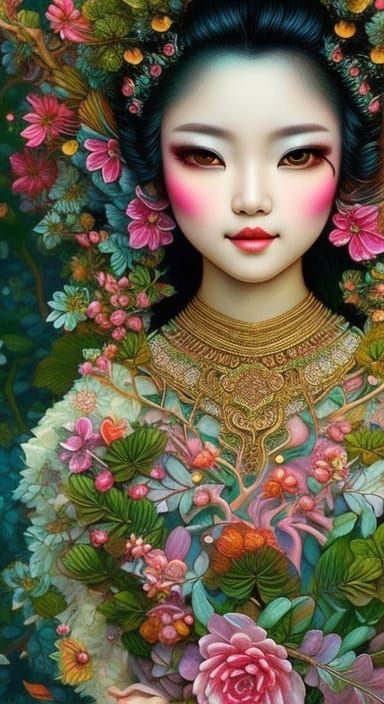 Su-li wears an intricate plant ensemble - AI Generated Artwork ...