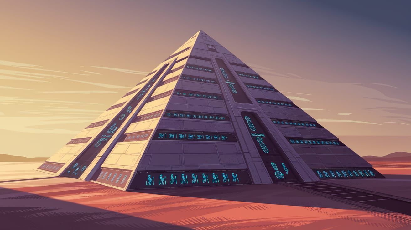 Futuristic Pyramid - Glowing Futuristic Pyramid Spaceship Ri...