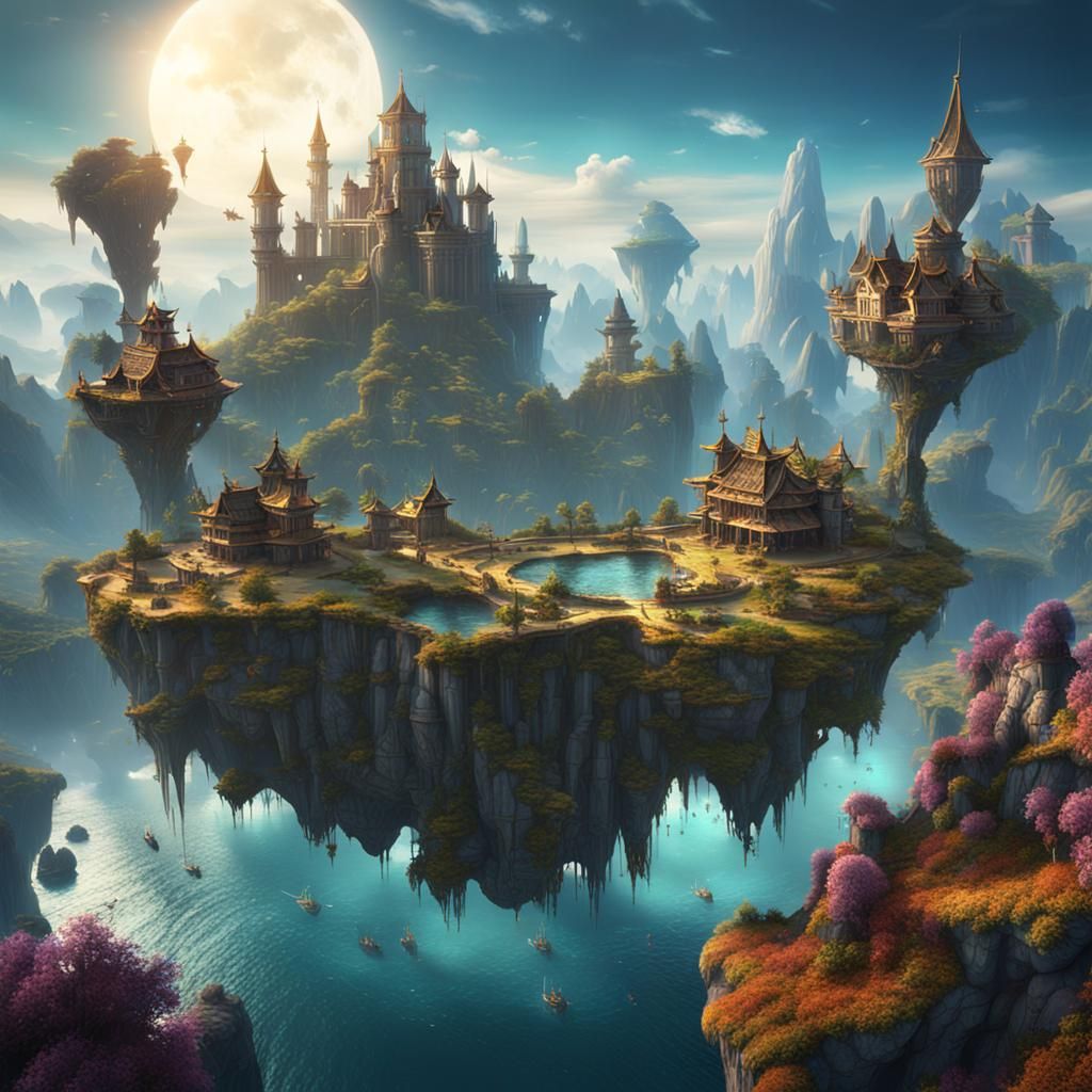 Magical Floating Islands - AI Generated Artwork - NightCafe Creator