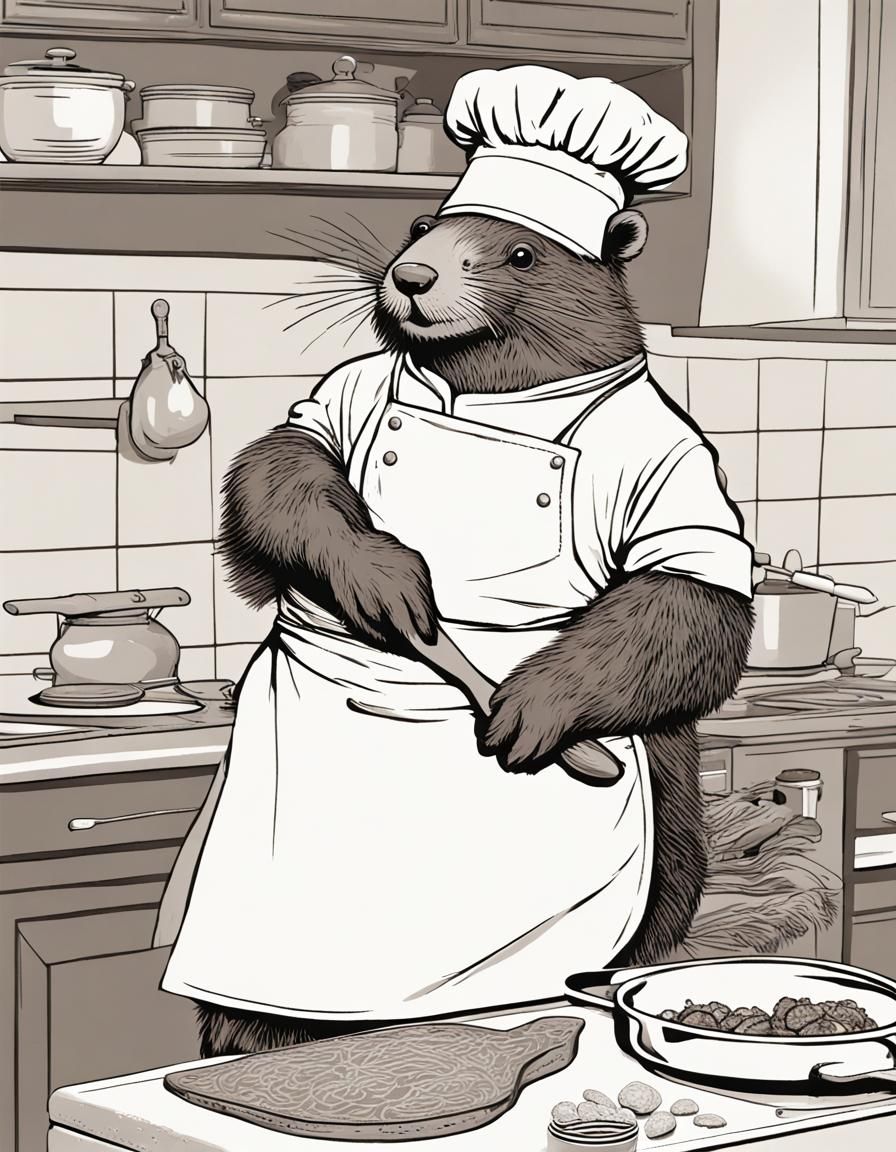 Mr. Beaver Cooks - AI Generated Artwork - NightCafe Creator