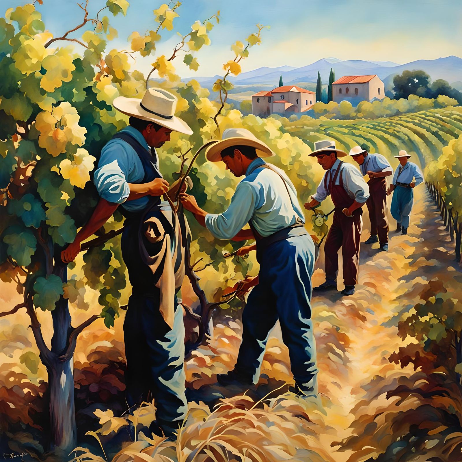 Vineyard Workers - AI Generated Artwork - NightCafe Creator
