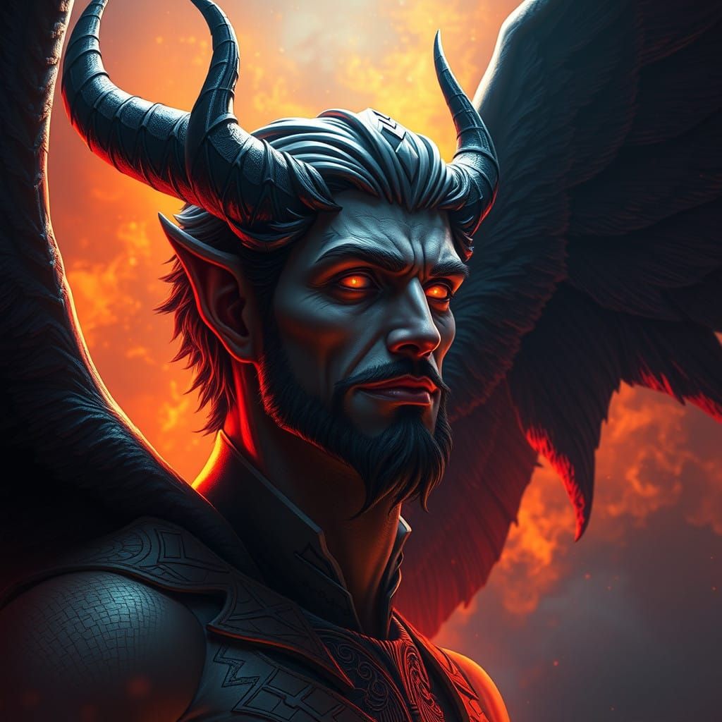 Lucifer in Cosmic Majesty, Hyperrealistic Splash A... - AI Art