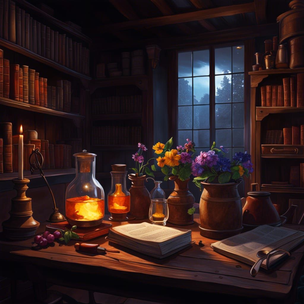 The alchemist's study, v3 - AI Generated Artwork - NightCafe Creator