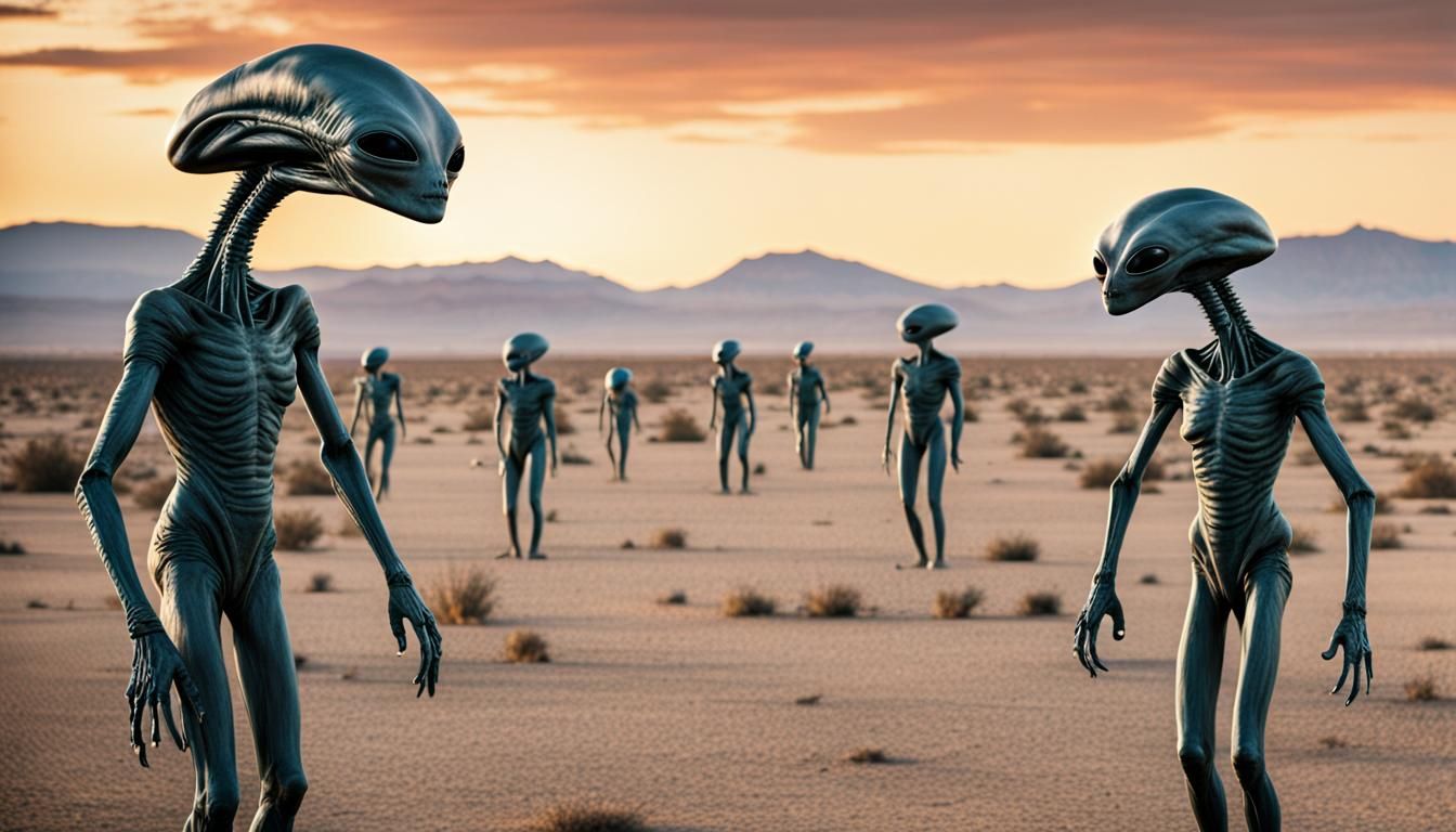 Aliens in Area 51 - AI Generated Artwork - NightCafe Creator