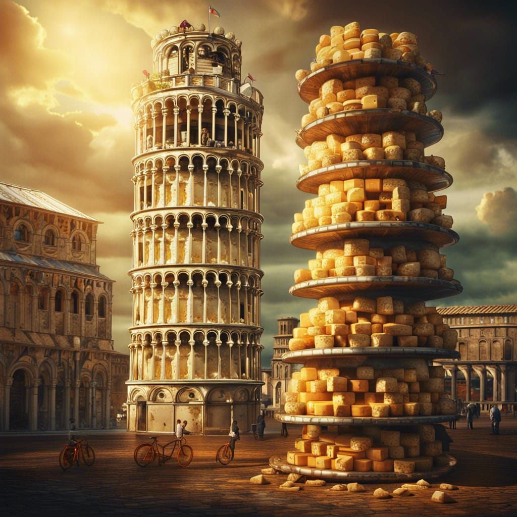 Leaning Tower of Cheese-a - AI Generated Artwork - NightCafe Creator