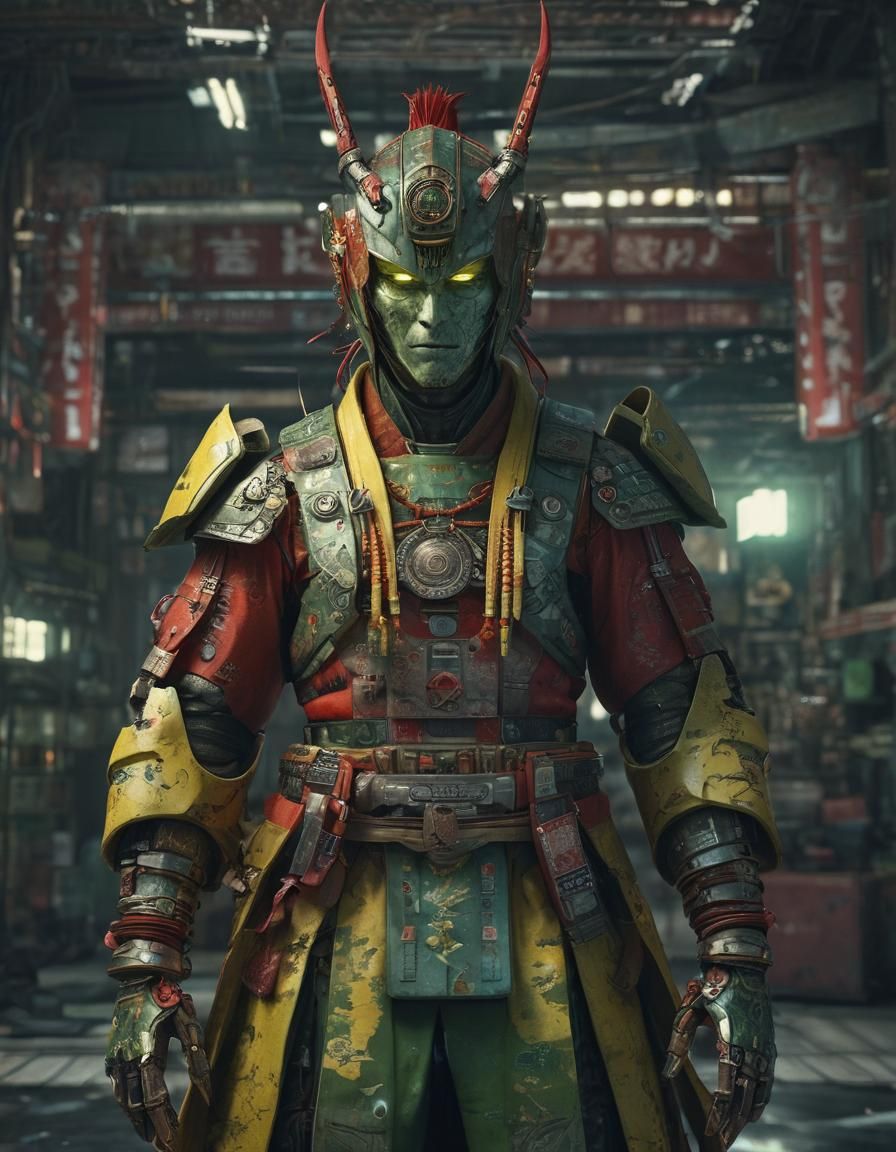 Green Andriod Samurai - AI Generated Artwork - NightCafe Creator