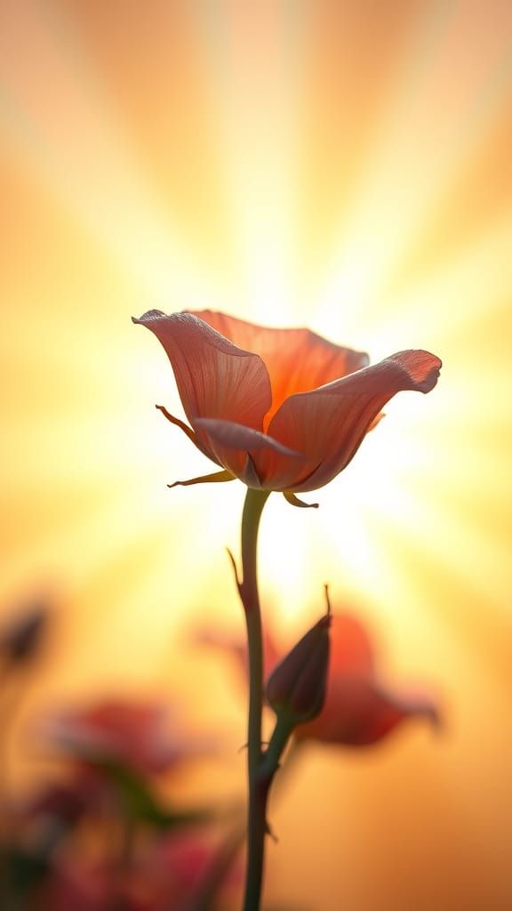 Fragile, Lifeless Bloom in Golden Light - AI Art