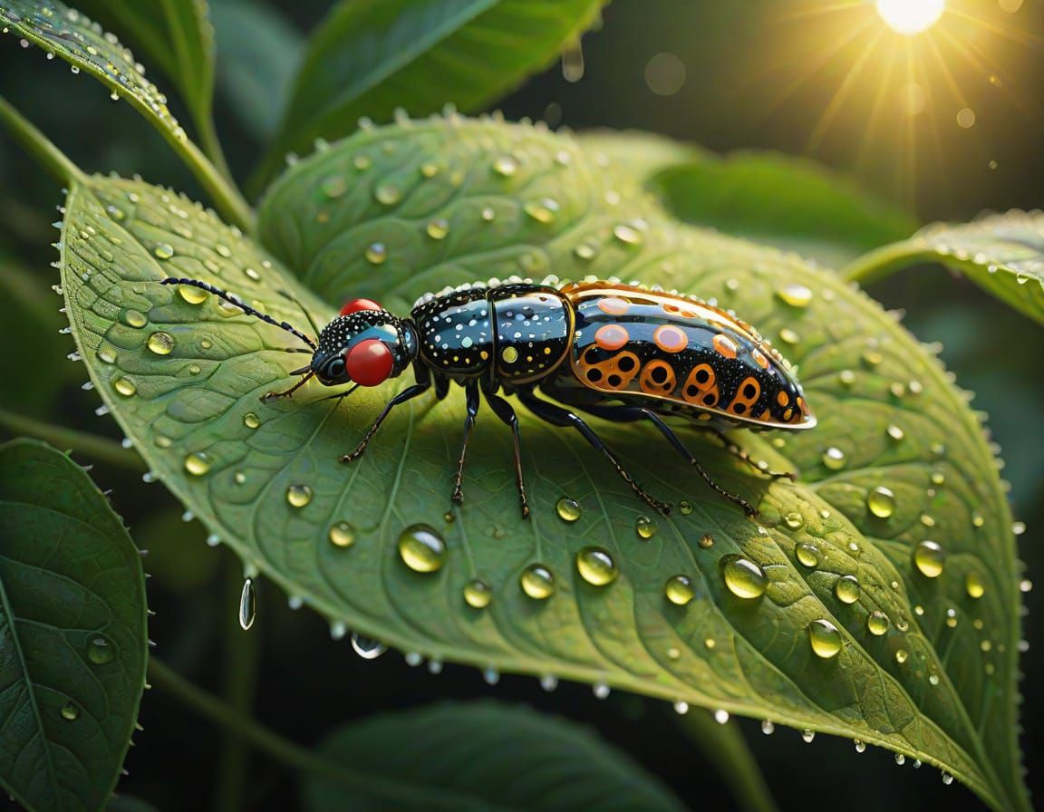 Mystical Aphid Rides a Leaf through Rainforest in ... - AI Art