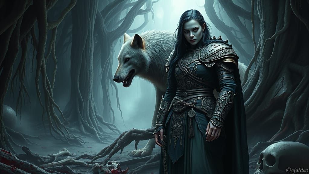 "Hel Norse god" - Regal Norse Goddess with Wolf in Mystical ...