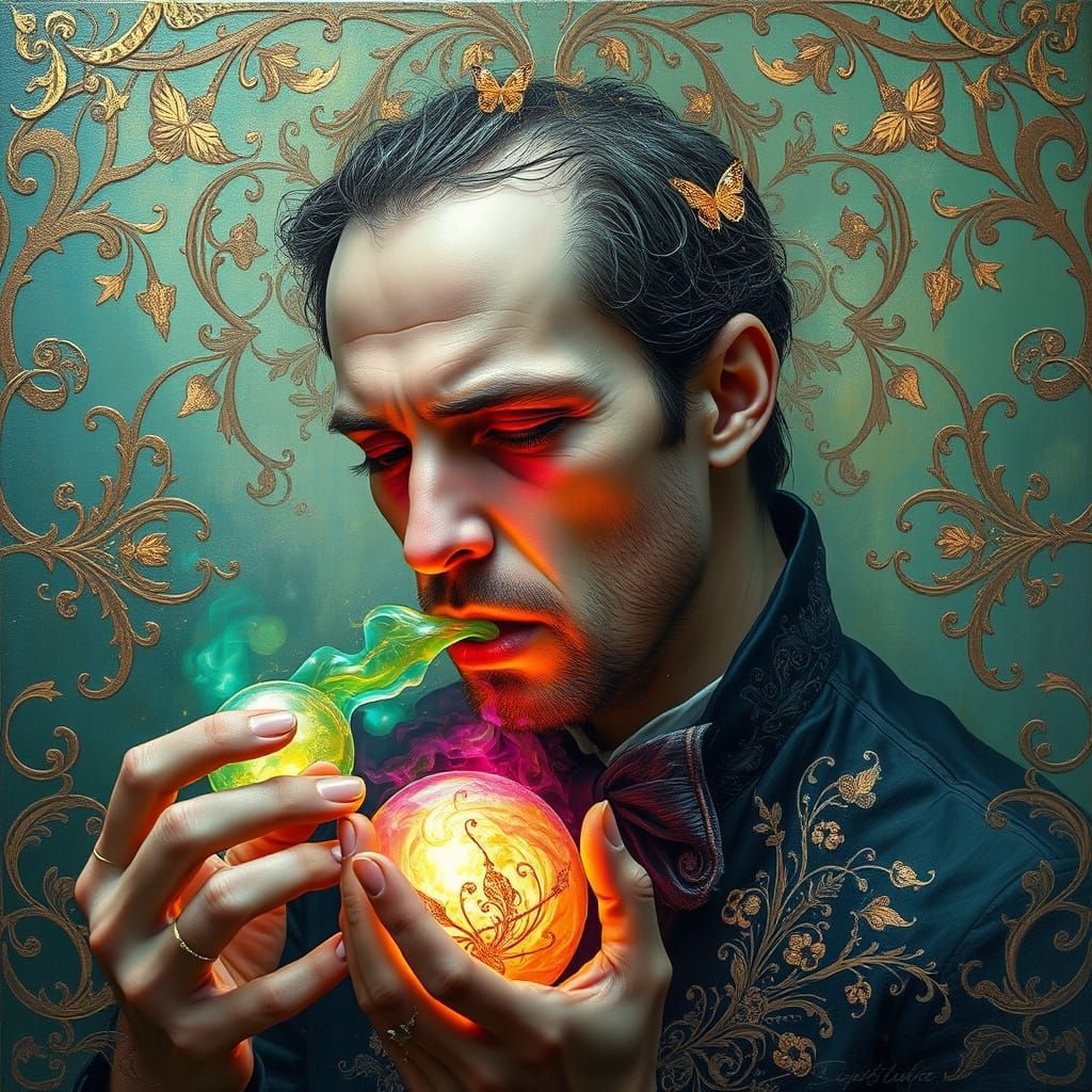 Eating Something Inedible WLOP green and magenta contrasting colors ...