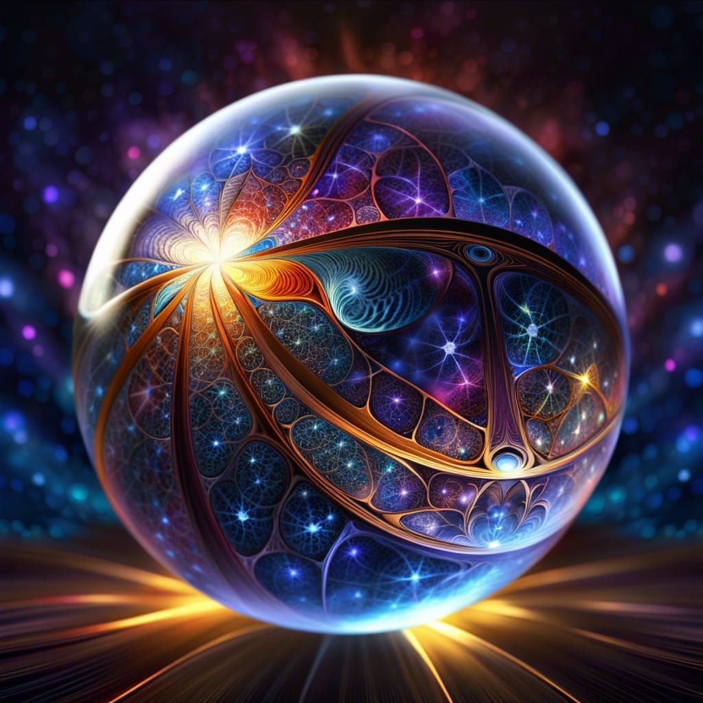 Delicate Cracked Glass Sphere, Fine Fractal Crack Effect, Galaxy ...