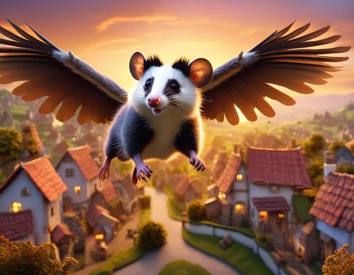 Flying opossum - AI Generated Artwork - NightCafe Creator
