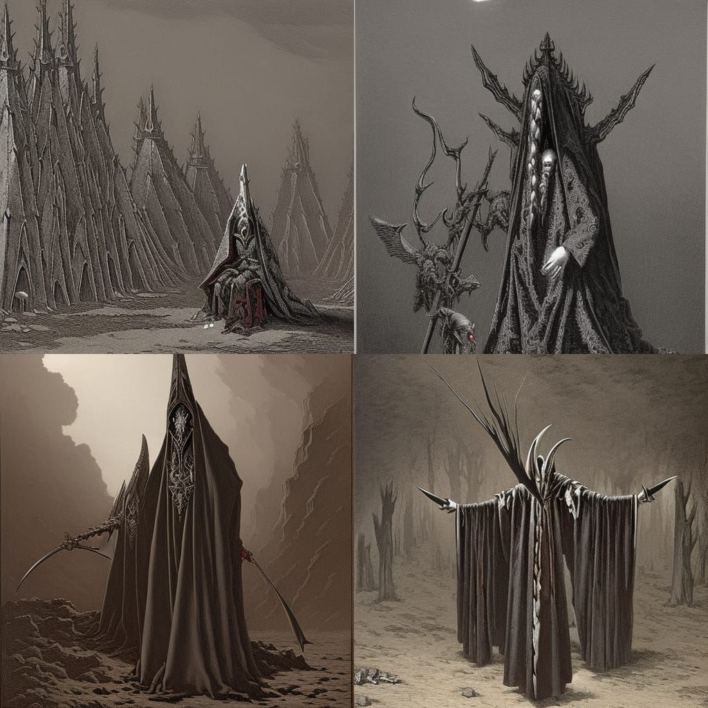 Demonic entity Memory, singular beaded red eye, torn maroon and black ...