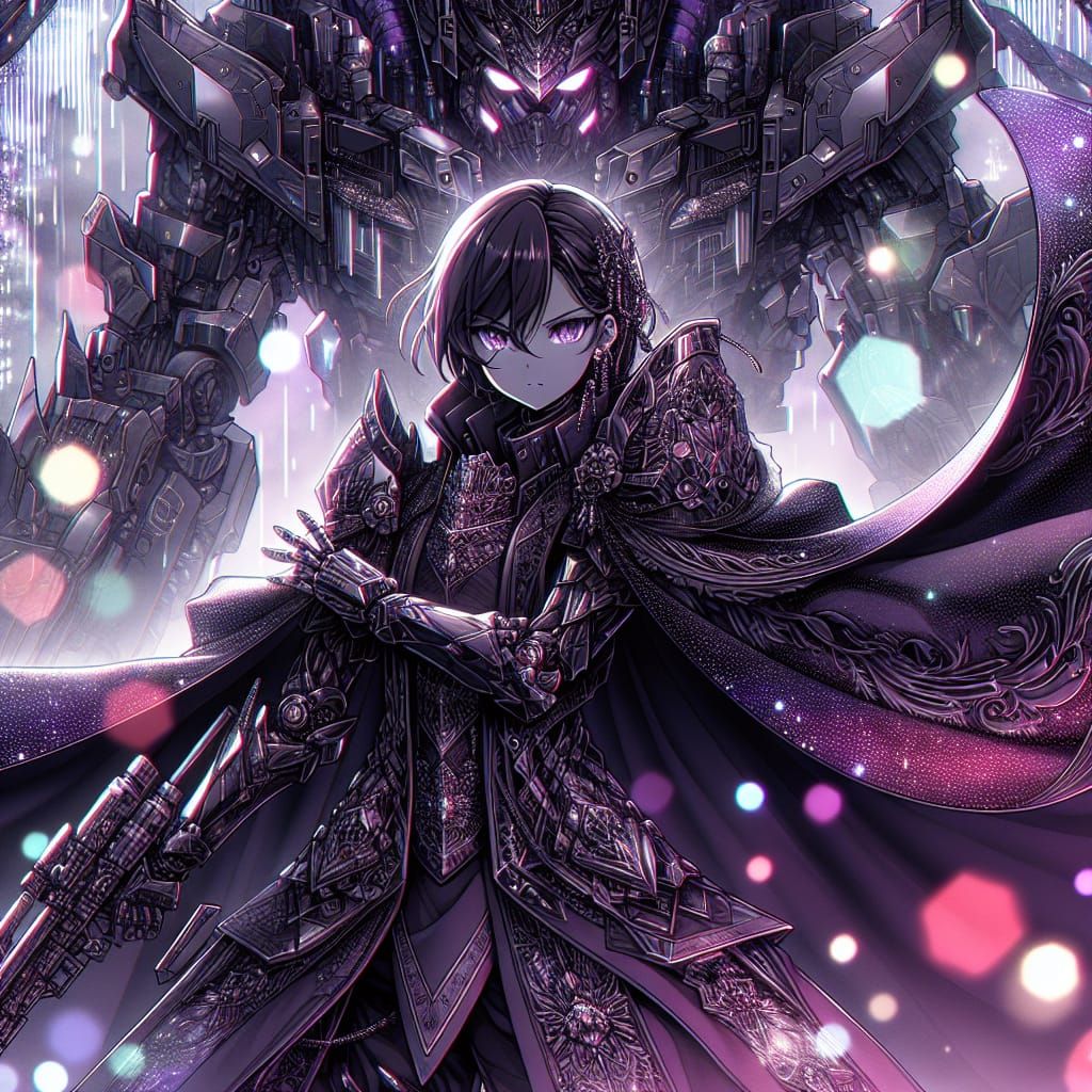 Bokeh, Anime Style, Mecha - Gothic Anime Mecha Pilot in Viol...