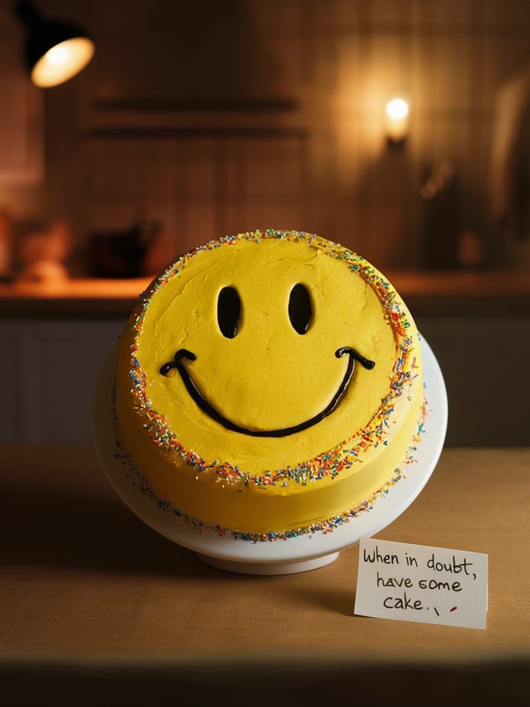 Yellow Smiley Cake - AI Generated Artwork - NightCafe Creator
