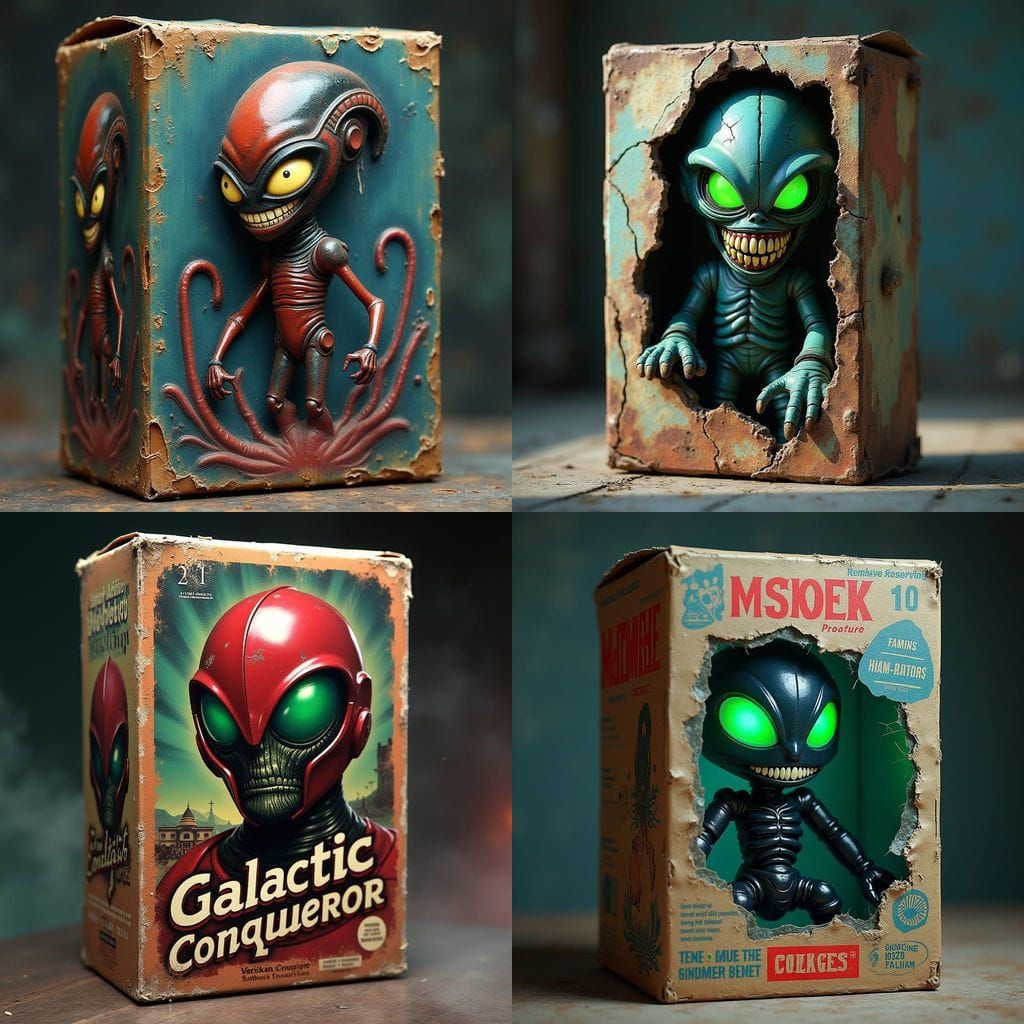 a parody action figure box featuring a dark energy monster That looks a ...